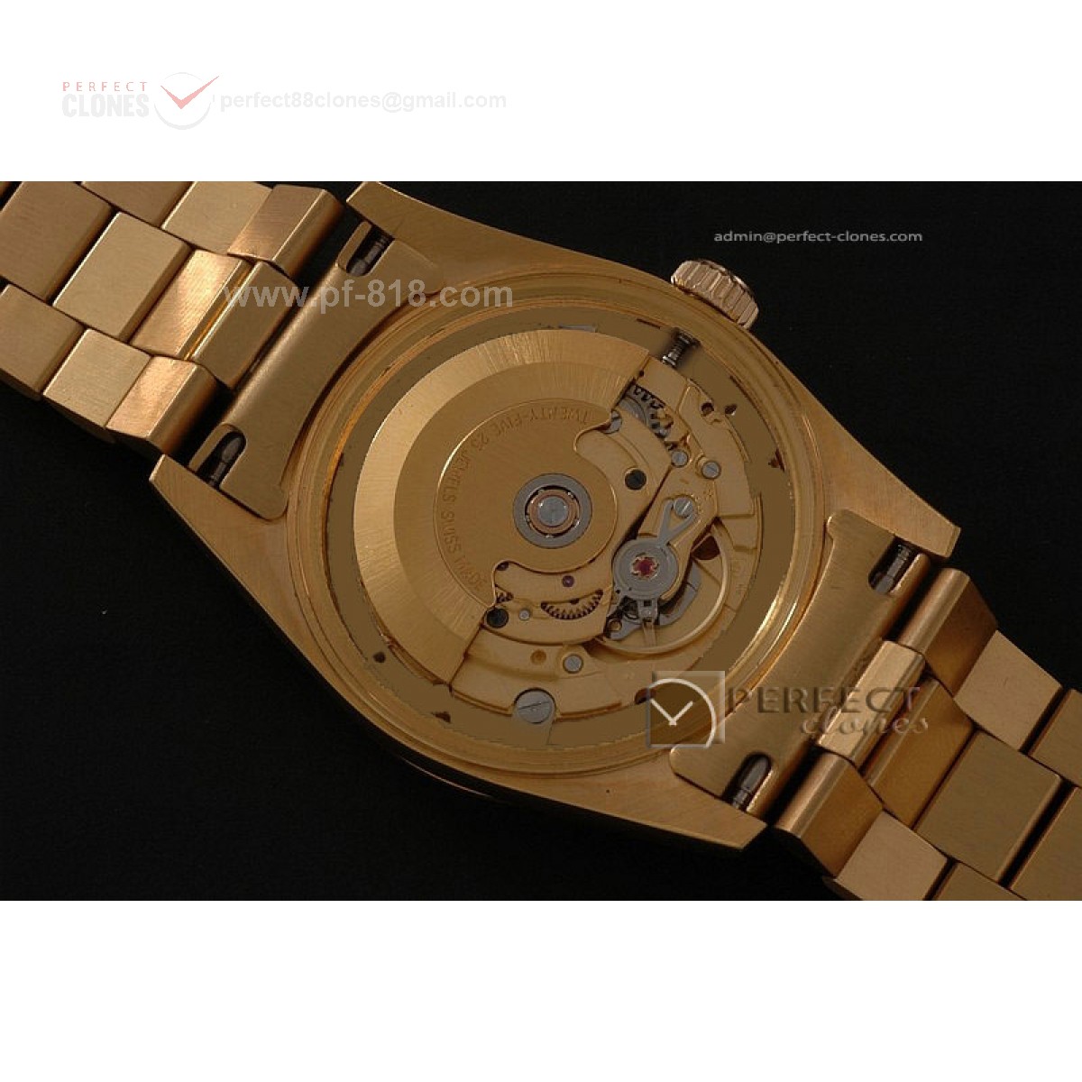 RLDDF10028 Full Gold Diamond Dial Ruby Markers Eta 2836