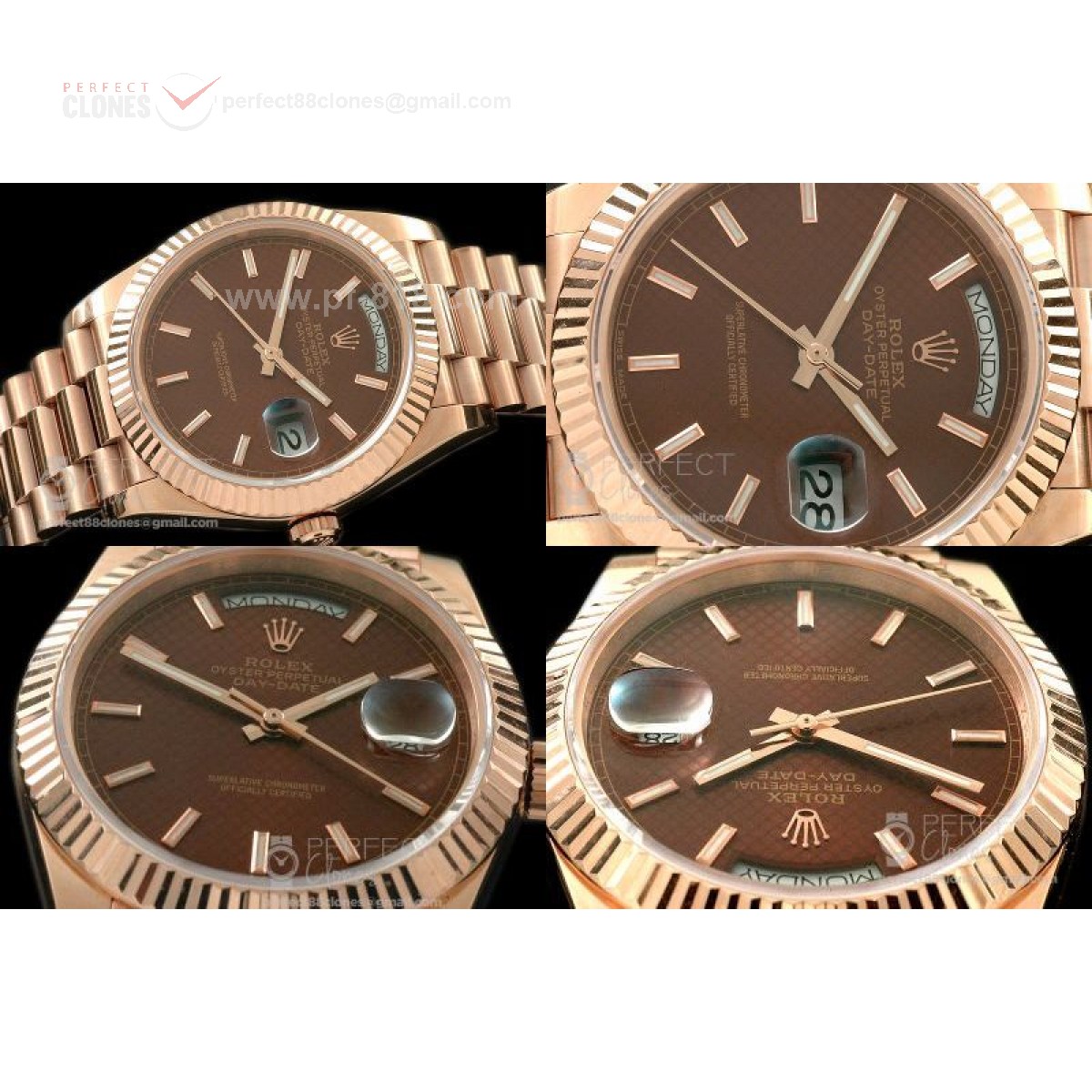 R40DDR10015 228235 SS/SS Brown Stk Diagonal Swiss 2836 - Daydate 40mm ...