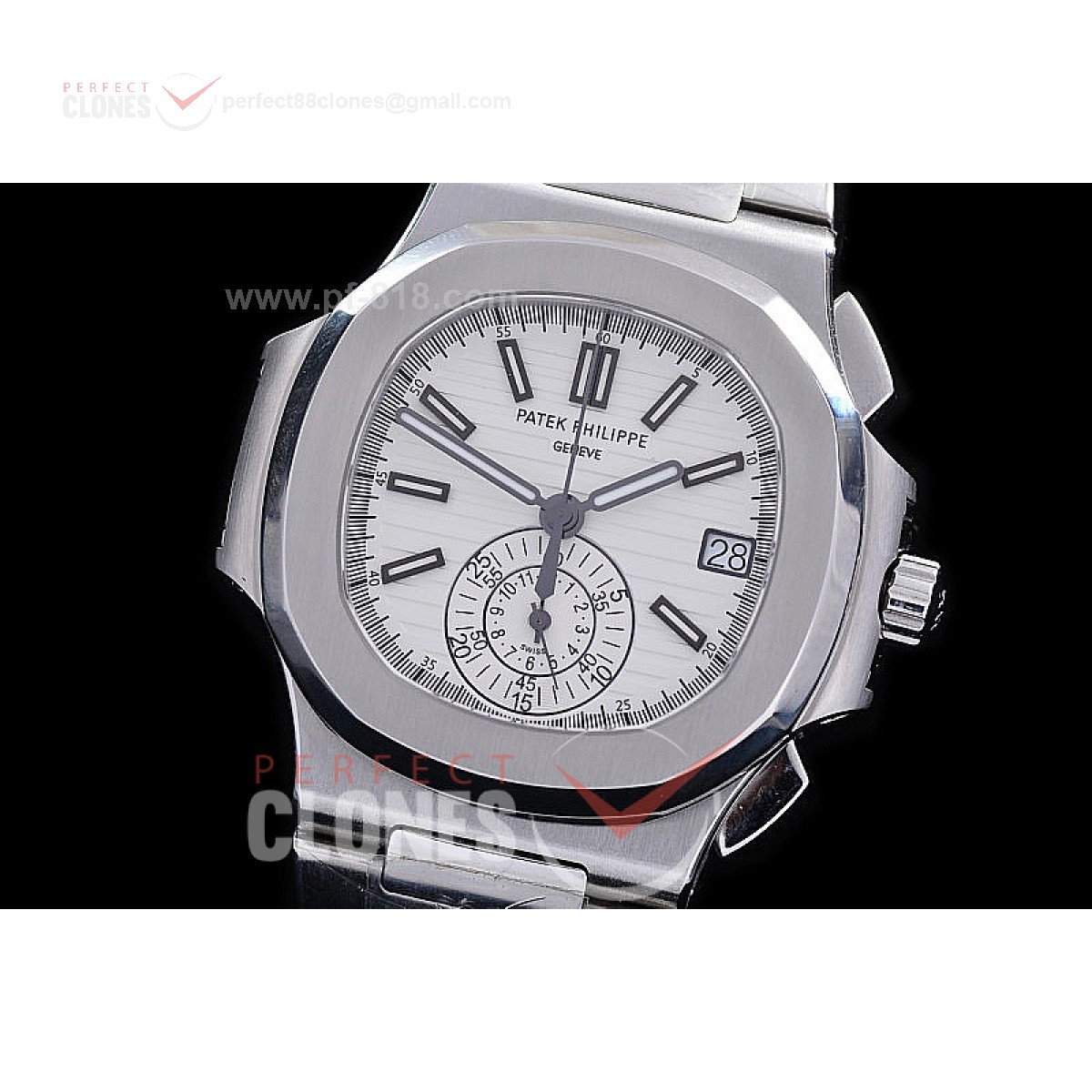PP-5980-101S PPF Nautilus 5980 Chronograph SS/SS White Asian Clone ...