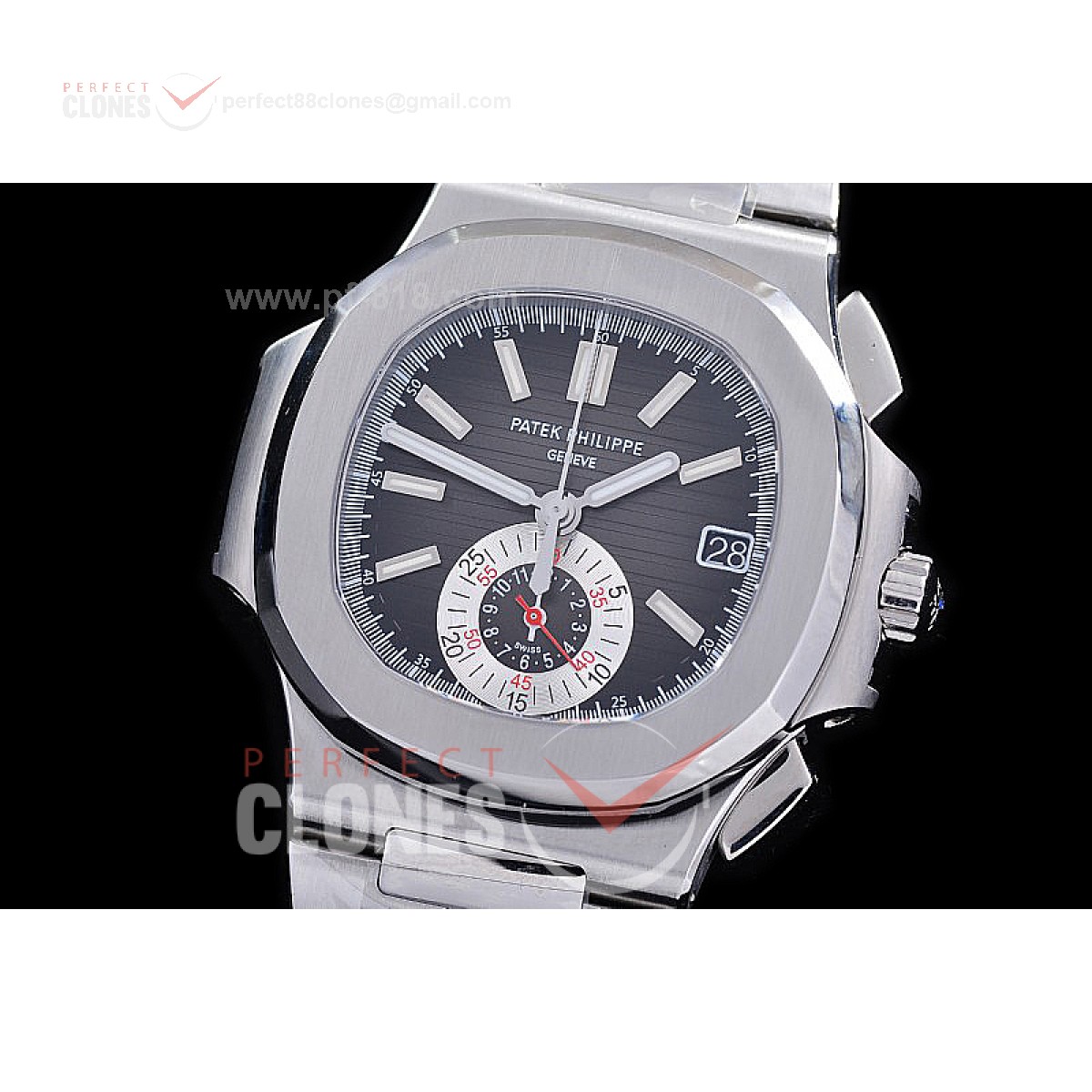 PP-5980-102S PPF Nautilus 5980 Chronograph SS/SS Grey Sticks Asian ...