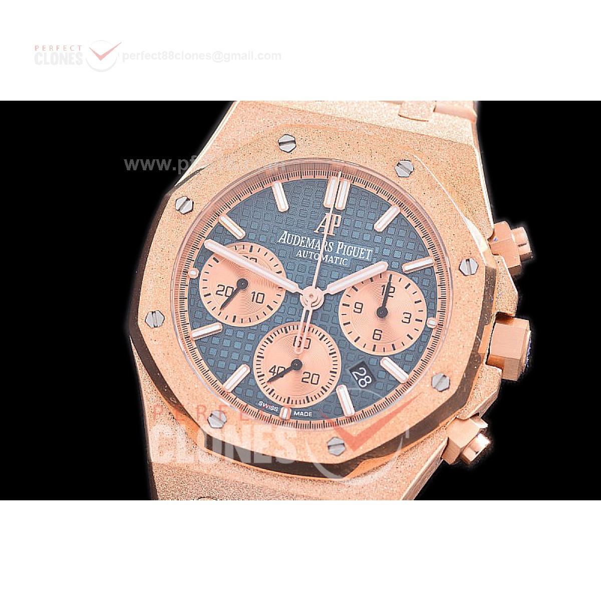AP26240-123 OMF Royal Oak Chronograph Frosted 26240 RG/RG Blue A-7750 ...
