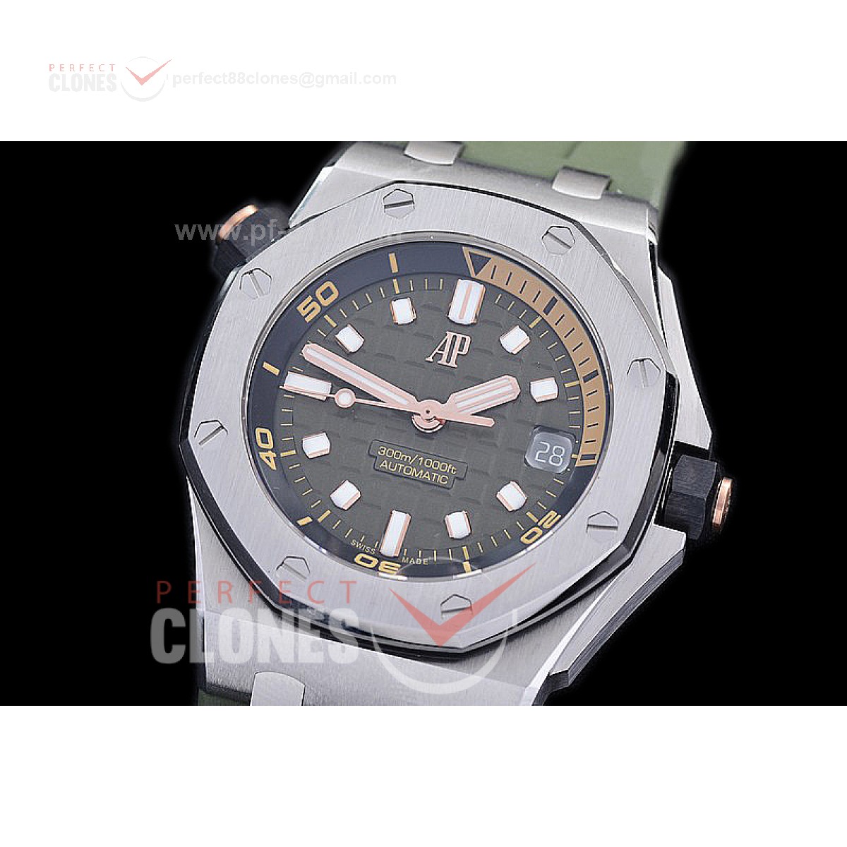 AP-15720-101 ZF Royal Oak Offshore Diver 15720ST SS/RU Green Asian ...