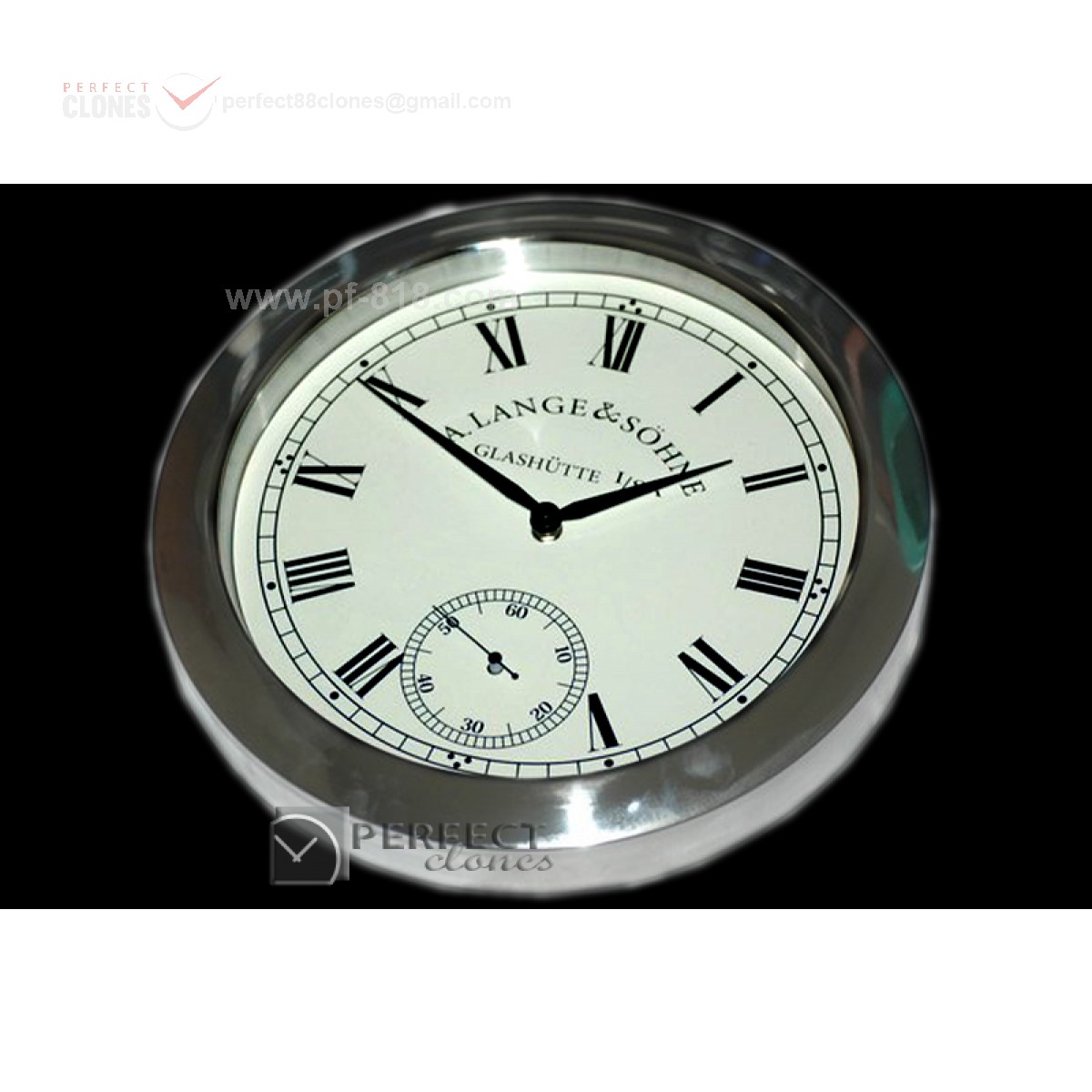 ALDC10001 Dealer Clock Lange 1 Style SS/Wht-Roman Swiss Quartz