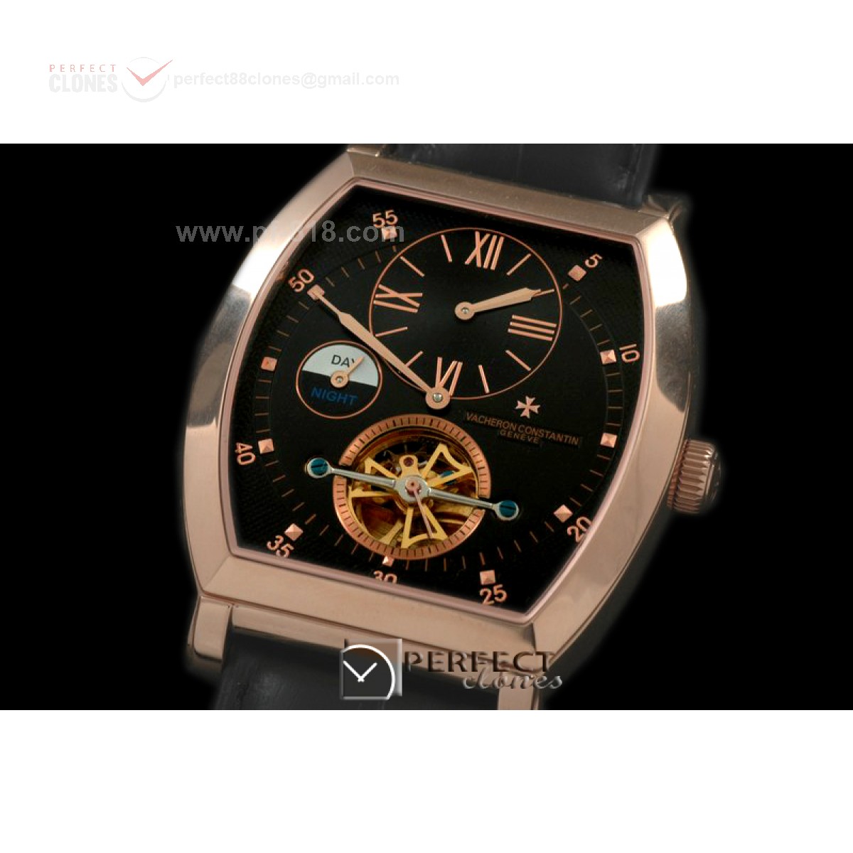 VCM00137 Malte Regulator Tourbillon RG/LE Black Dial Asian 2813