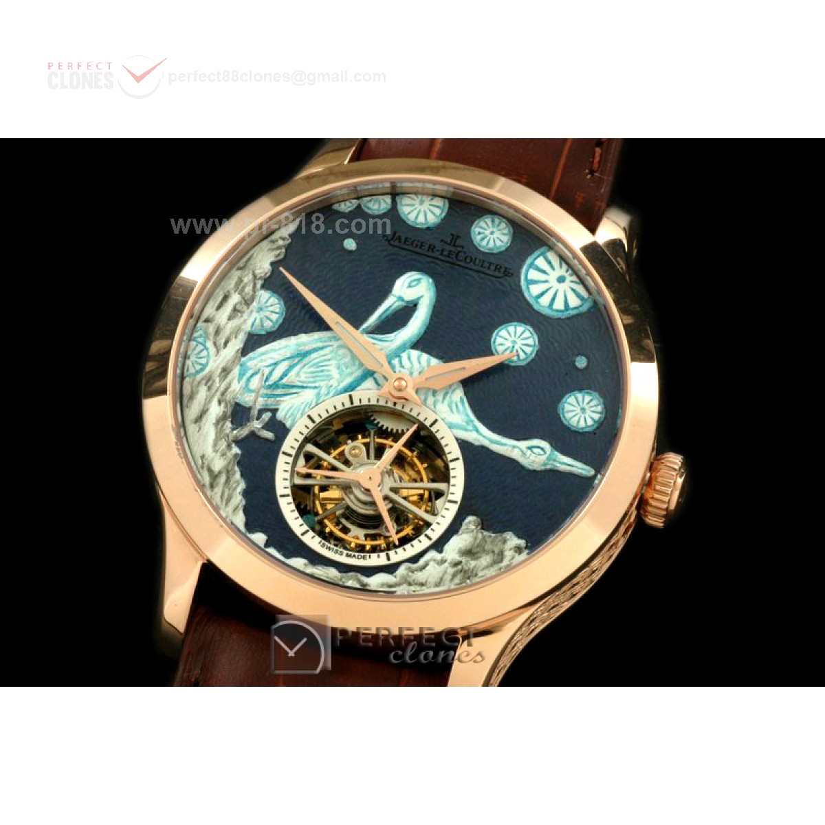 JL00063 Porcelian Crane Tourbillon RG/LE Grey Flying Tourbillon