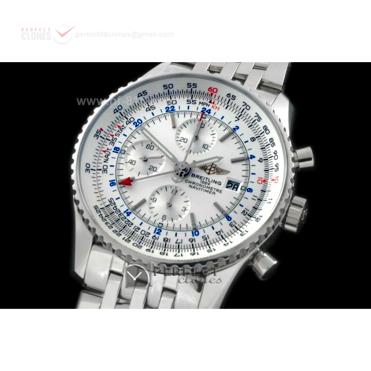 BLNVW00101 Navitimer World SS/SS White A- - Navitimer World GMT ...