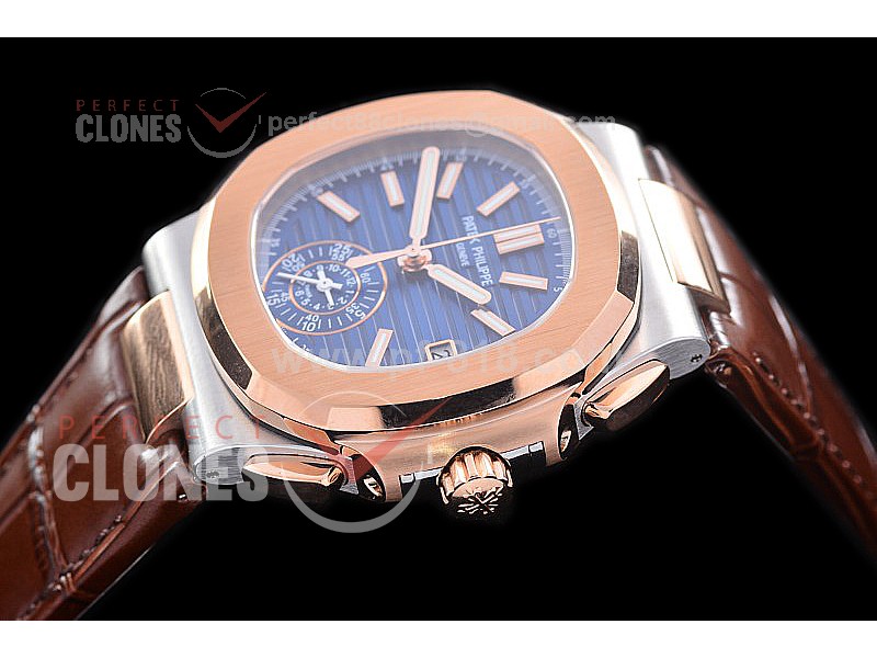 PP-5980-113L PPF Nautilus 5980 Chronograph SS/RG/LE Blue Sticks Asian ...