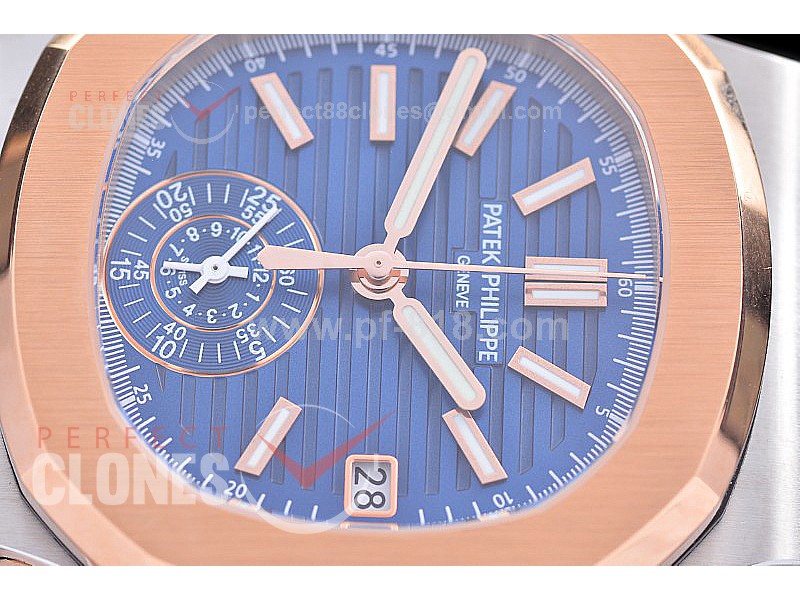 PP-5980-113L PPF Nautilus 5980 Chronograph SS/RG/LE Blue Sticks Asian ...