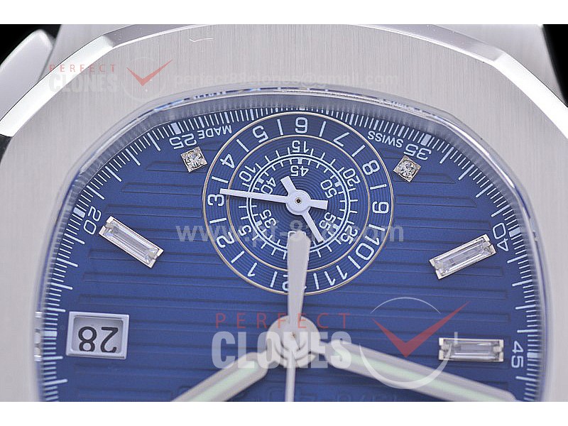 PP-5980-108S PPF Nautilus 5980 Chronograph SS/SS Blue Baguette Sticks Asian Clone Calibre CH28-520 C